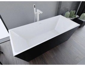 Mexen Lita, volně stojící vana 170 x 75 cm, bílá-černá, bílý přepad, 52121707575-20