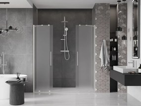 Mexen Velar Duo, posuvné sprchové dveře do otvoru 170 cm, 8mm sklo námraza, broušená ocel, 871-170-000-32-97