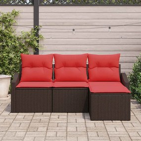Set pohovek 4 ks Hnědá polyratan 3346674
