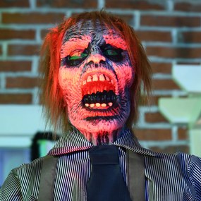 HOMCOM Halloween dekorace, řezník s motorovou pilou, pohyblivý, zvuk motorové pily, automatické spínání, 1,70 m