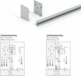 Skleněné posuvné dveře  matné 775x2050mm