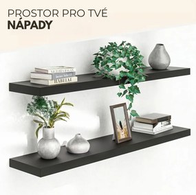 Nástěnná police FIGO + konzole, 110cm, černá Casaria