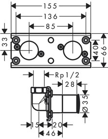 Hansgrohe Rainfinity, základní těleso pro sprchový systém s podomítkovou instalací, HAN-26840180