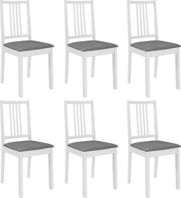 vidaXL Jídelní židle s poduškami 6 ks masivní dřevo [276406] Barva: white and cream
