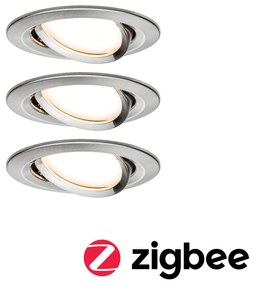 Paulmann 92959 ZigBee LED Nova Plus Coin, sada zápustných bodovek 3x6.5W 2700K  stmívatelné, kartáčovaný hliník