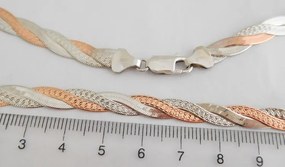 Klenoty Budín Stříbrný pletený náhrdelník (řetízek) - růžové zlacení 45cm 13,67gr 030498400027