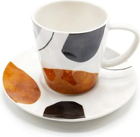 Porcelánový espresso šálek Elements s podšálkem, 120 ml – mačkaný vícebarevný design v přírodním stylu