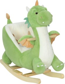 AIYAPLAY Houpací zvíře, Houpací dinosaurus, interaktivní zvuky zvířat, měkké výplně, dřevěný rám, 73 x 39 x 66 cm, Zelená