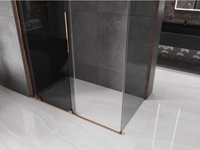 Mexen Velar, sprchový kout s posuvnými dveřmi 160 x 85 cm, 8mm šedé sklo, růžové zlato, 871-160-085-41-60