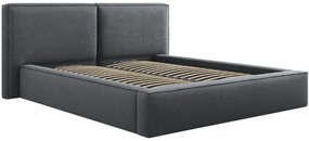 OnaDnes -20% Tmavě šedá čalouněná dvoulůžková postel MICADONI Jodie 160 x 200 cm