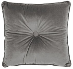 Šedý polštář Tiseco Home Studio Velvet Button, 45 x 45 cm