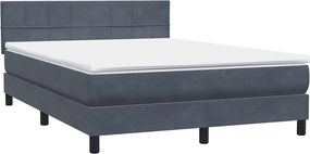 Box spring postel s matrací a LED tmavě šedá 160x210 cm samet 3316888