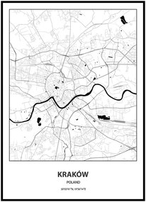 Plakát Mapa města (více variant měst) Rozměr plakátu: 50 x 70 cm, Město: Kraków