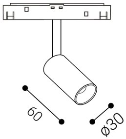 Mago II Led2, Reflektor do magnetické lišty 48V Velikost: XS, Chromatičnost: 4 000 K (denní bílá), Ovládání: On/off