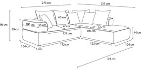 Světle šedá žinylková rohová pohovka (pravý roh/do L) Whesley – Bobochic Paris