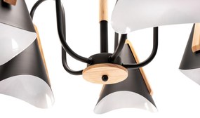 Toolight - Skandidávská závěsná lampa 5-ramenná 5xE27 60W APP442-CP, černá-hnědá, OSW-03696