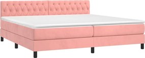 Box spring postel s matrací růžová 200x200 cm samet 3141508