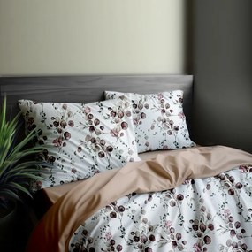 Ervi Bavlněné povlečení oboustranné - Eukalyptový dotek fialovo - hnědý/béžové
