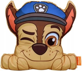 Tvarovaný 3D polštář Tlapková patrola - Paw Patrol - motiv Chase - 36 x 40 cm
