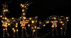 vidaXL Vánoční dekorace sobí rodinka 90 teple bílých LED ratan [372166]