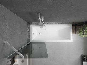 Mexen Next, vanová zástěna 1-křídlová 60 x 150 cm, fixní křídlo, 6 mm šedé sklo, bílý profil, 895-060-000-00-40-20