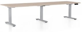 Výškově nastavitelný stůl OfficeTech Long, 260 x 80 cm, šedá podnož