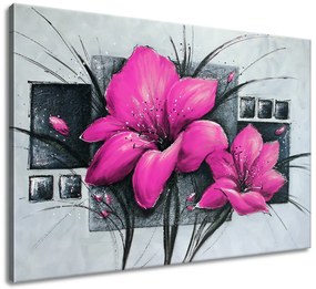 Gario Ručně malovaný obraz Nádherné růžové Vlčí máky Rozměry: 100 x 70 cm