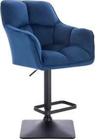 LuxuryForm DESIGN Barová židle AMALFI VELUR na černé hranaté podstavě - modrá