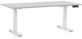 Výškově nastavitelný stůl OfficeTech D, 160 x 80 cm, bílá podnož, světle šedá