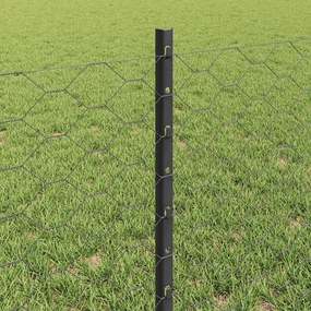 Hexagonální plot s podpěrou 50 x 0,6 m Ocel potažená PVC Šedá 3336888