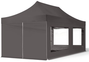 TOOLPORT Nůžkový stan 3x6 m, ocel, vč. 4 bočnic tmavě šedá - (59052)