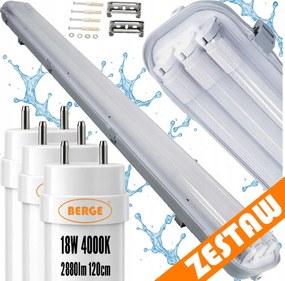 LED hermetické svítidlo 120cm 54W 8640lm 4000K + 3x prémiové LED trubice