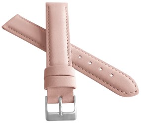 Růžový prošitý kožený řemínek MINET z jemného nubuku - 14mm na hodinky MSNUP14