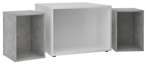 FMD Konferenční stolek 2 odkládací stolky 67,5x67,5x50cm bílý/betonový - Default Title