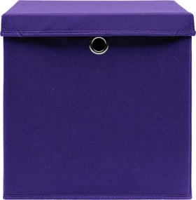Úložné boxy s víky 4 ks fialové 32 x 32 x 32 cm textil 288354