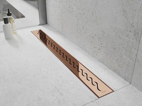 Mexen Flat, lineární podlahový žlab 80 cm, růžové zlato, 1623080
