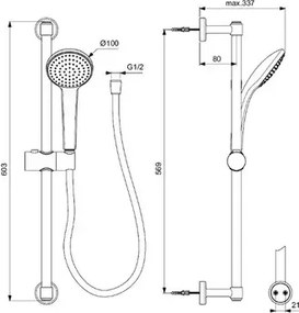Ideal Standard Idealrain - Set sprchové hlavice | tyče a hadice | čern