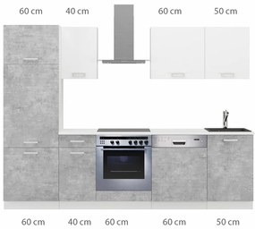 Kuchyňská linka TONI | 270 cm | S PRACOVNÍ DESKOU | bílá/bellato šedá