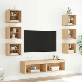 8dílná obývací stěna s LED dub sonoma kompozitní dřevo 3216635