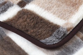 Wooline Vlněný potah na křeslo, hnědý károvaný, 50 x 143 cm