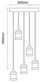 Napájecí kabel 5xE27/60W/230V bronz