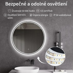 CERANO - Koupelnové LED zrcadlo Vito, kovový rám - černá matná - Ø 60 cm