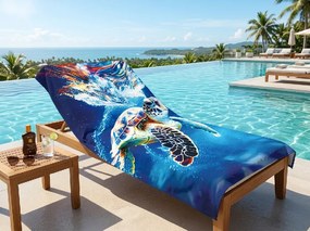 Rychleschnoucí XXL plážová osuška CHELONIA modrá 150 x 210 cm, 100% mikrovlákno