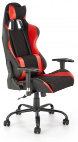 Herní židle DRAKE - látka, černá/červená