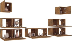 7dílný set TV skříněk kouřový dub kompozitní dřevo 3120287