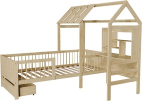 Juskys Dětská postel Yari 90 × 200 cm Barva: přírodní, Velikost: 90 × 200 cm