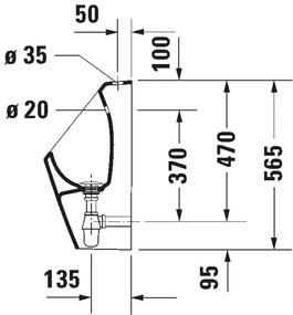 Duravit 828300000 - Pisoár D-CODE horní přívod, zadní odpad keramika/lesklá bílá