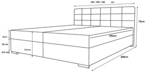 Americká postel 160x200 ROSIE 3 - tmavě šedá