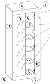 Policová skříň se zrcadlem Stone, imitace šedý beton