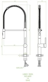 Laveo Rhea, kuchyňská baterie stojící h-620, černá, LAV-BLD_76SD